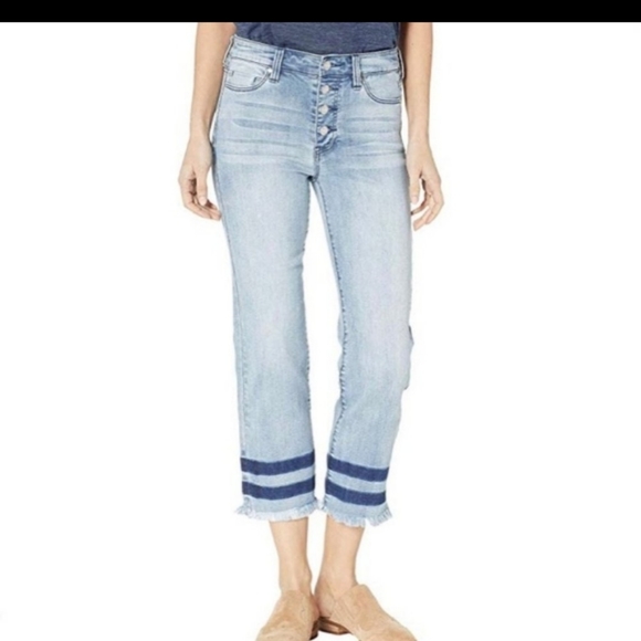 Liverpool | Jeans | Liverpool Crop Straight Raw Hem Dark Stripe Bottom ...